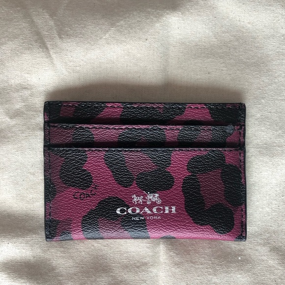 Coach | Bags | Coach Pink Black Printed Card Case | Poshmark